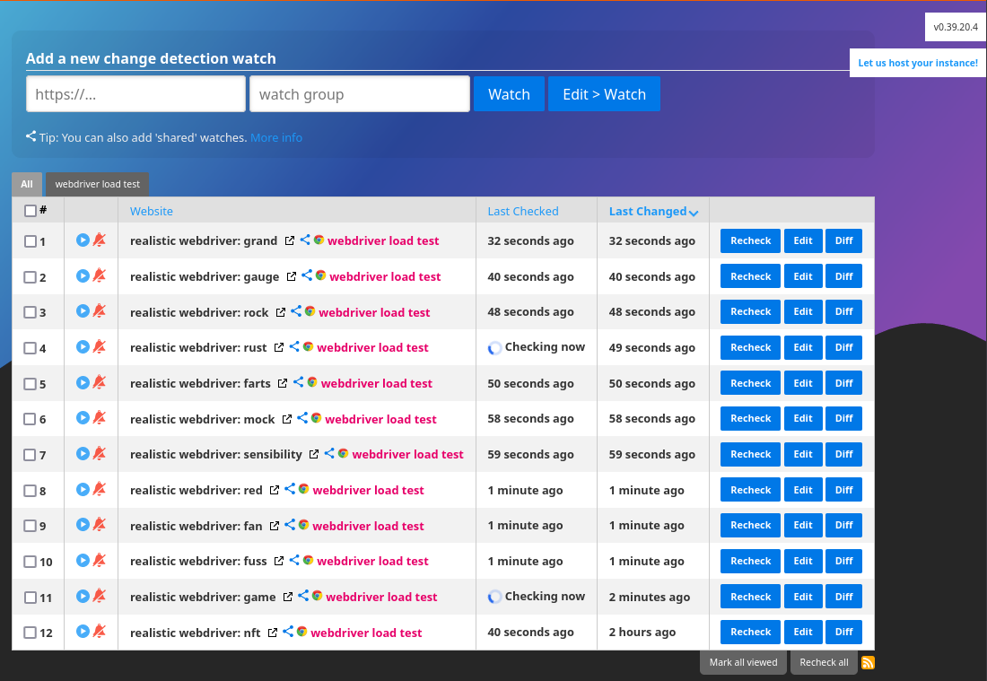 changedetection.io - be aware of potentially heavy traffic with selenium webdriver - Byte Pursuits